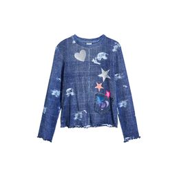 Desigual Shirt M&auml;dchen Gr&ouml;&szlig;e 110/116 blue denim / pfirsich / pink / silber