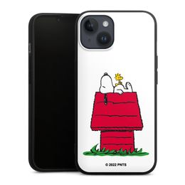 DeinDesign iPhone 14 Plus Handy Premium Silikon H&uuml;lle Handyh&uuml;lle schwarz Case Snoopy Peanuts Official Licensed Product Silikon Premium Case