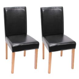 MCW 2er-Set Esszimmerstuhl Stuhl K&uuml;chenstuhl Littau ~ Leder, schwarz, helle Beine