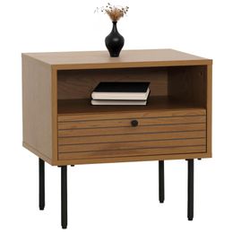 Nachttisch MCW-N78, Nachtschrank, Schublade, skandinavischer Stil Metall Holz Melamin MVG 50x40x50cm ~ natur