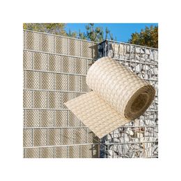 NYVI Polyrattan Sichtschutzstreifen Privafence 255 x 19 cm - Sichtschutz f&uuml;r Doppelstabmatten Zaun Farbe:Beige;Anzahl:6