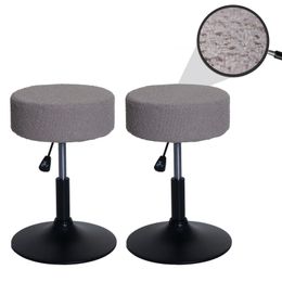 2er-Set Hocker MCW-C22, Sitzhocker Schminkhocker, h&ouml;henverstellbar drehbar &Oslash; 37cm Stoff Boucl&eacute; 450g/m&sup2; MVG ~ taupe