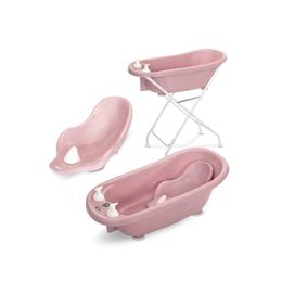 Lorelli Babybadewannen-Set Babybadewanne 88 cm Badesitz Badewannenst&auml;nder Ablauf pink