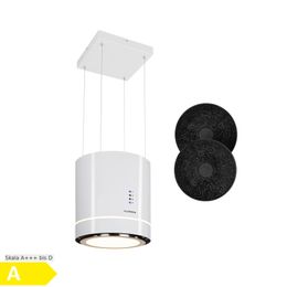 Klarstein Tron Ambience Inselabzugshaube &Oslash;38cm Umluft 540m&sup3;/h LED wei&szlig; Wei&szlig;