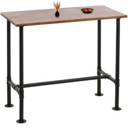 Bartisch MCW-N21, Thekentisch Bistrotisch, Fu&szlig;ablage Industrial Metall Massiv-Holz Kiefer 108x120x61cm ~ braun