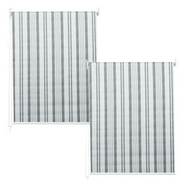 2er-Set Rollo MCW-D52, Fensterrollo Seitenzugrollo Jalousie, 120x230cm Sonnenschutz blickdicht ~ grau/wei&szlig;