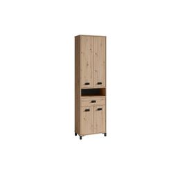 ByLiving Badezimmer Hochschrank WELLNESS, Breite 54 cm, Artisan Eiche/schwarz