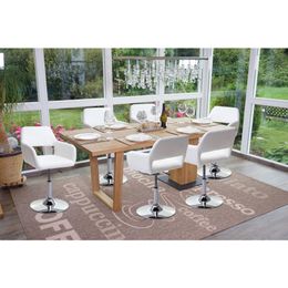 6er-Set Esszimmerstuhl MCW-A50 III, Stuhl K&uuml;chenstuhl, Retro 50er Jahre, Kunstleder ~ wei&szlig;, Chromfu&szlig;