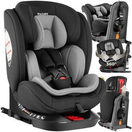 TecTake&reg; Drehbarer Autositz, i-Size Zulassung, ISOFIX-Installation und Top Tether, mit Seitenaufprallschutz, l&auml;ngenverstellbarer 5-Punkt-Gurt, h&ouml;henverstellbare Kopfst&uuml;tze, ab Geburt bis 150 cm, Belastbarkeit 36 kg