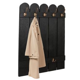 Wandgarderobe MCW-N95, Garderobe Garderobenpaneel, Paulownia 7 Haken 86x60cm ~ schwarz