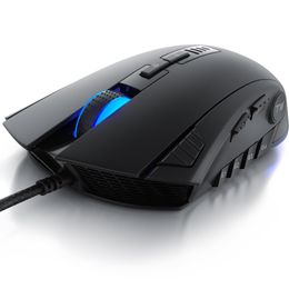 Titanwolf Gaming-Maus kabelgebunden, Gaming Mouse mit 24000 dpi & Gewichtstuning, 12 Tasten. Avago Sensor