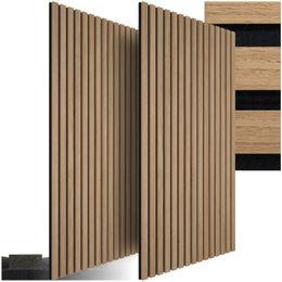 TecTake&reg; Akustikpaneele, Holzoptik in Eiche, MDF und Echtholzfurnier, je 60 x 120 x 2,1 cm, Gr&ouml;&szlig;e flexibel anpassbar