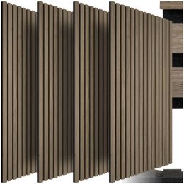 TecTake&reg; Akustikpaneele, Holzoptik in Eiche dunkel, MDF und Echtholzfurnier, je 60 x 120 x 2,1 cm, Gr&ouml;&szlig;e flexibel anpassbar