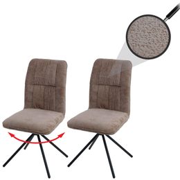 2er-Set Esszimmerstuhl MCW-N99, K&uuml;chenstuhl, drehbar Auto-Return, Stoff/Textil Chenille (340g/m&sup2;) &Ouml;ko-Tex ~ hellbraun