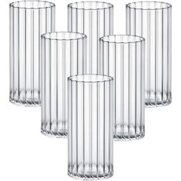 Wilmax Trinkgl&auml;ser aus geriffeltem Glas &ndash; 6er Set, 300 ml, Elegantes Design