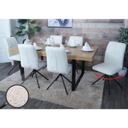 6er-Set Esszimmerstuhl MCW-N99, K&uuml;chenstuhl, drehbar Auto-Return, Stoff/Textil Chenille (340g/m&sup2;) &Ouml;ko-Tex ~ creme