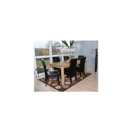 MCW 6er-Set Esszimmerstuhl K&uuml;chenstuhl Stuhl Crotone, LEDER ~ schwarz, dunkle Beine