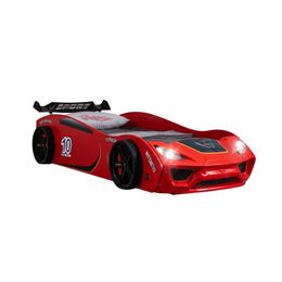 TRAUMM&Ouml;BEL Autobett TURBO V2 Rot Kinderbett im Rennwagen-Design mit Lattenrost