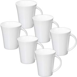 Wilmax Porzellan Tassen 6er-Set &ndash; 380 ml Kaffeebecher f&uuml;r Tee & Kaffee