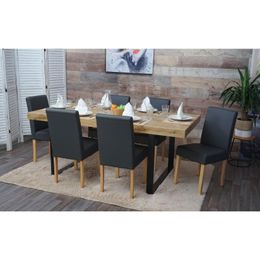 MCW 6er-Set Esszimmerstuhl Stuhl K&uuml;chenstuhl Littau ~ Kunstleder, grau matt, helle Beine