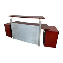 Jet-Line Empfangstheke BREMEN in Wei&szlig;-Holzoptik mit h&ouml;henverstellbaren Sideboards