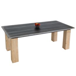 Esstisch MCW-L76, Tisch Esszimmertisch, Industrial Massiv-Holz MVG-zertifiziert 200x100cm, natur mit Metall-Optik