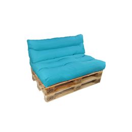 NYVI Palettenkissen Set SunLounge - Paletten Sitzkissen 120x80 cm + R&uuml;ckenlehne 120x40 cm Farbe:Aqua;Variante:2-teiliges Set