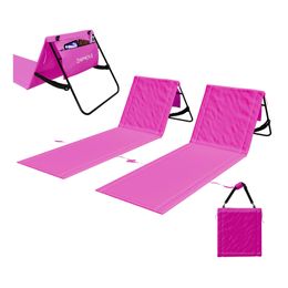 24MOVE&reg; Strandmatte 2er Set klappbar mit R&uuml;ckenlehne, Strandliege mit Gurt, tragbar f&uuml;r Strand und Garten, Liegematte rosa