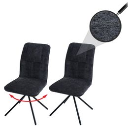 2er-Set Esszimmerstuhl MCW-N99, K&uuml;chenstuhl, drehbar Auto-Return, Stoff/Textil Chenille (340g/m&sup2;) &Ouml;ko-Tex ~ dunkelgrau