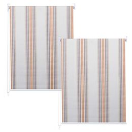 2er-Set Rollo MCW-D52, Fensterrollo Seitenzugrollo Jalousie, 120x230cm Sonnenschutz blickdicht ~ grau/braun/orange
