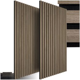 TecTake&reg; Akustikpaneele, Holzoptik in Eiche dunkel, MDF und Echtholzfurnier, je 60 x 120 x 2,1 cm, Gr&ouml;&szlig;e flexibel anpassbar
