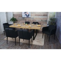 6er-Set Esszimmerstuhl MCW-H93, K&uuml;chenstuhl Lehnstuhl Stuhl ~ Kunstleder schwarz