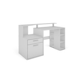 ByLiving Schreibtisch LOUIS, Breite 140 cm, wei&szlig;, 3 offenen F&auml;chern