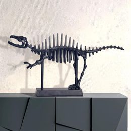 Deko T-Rex FineBuy Dino Fossil 62cm Alu Schwarz Dinosaurier Wohndeko Dekoration