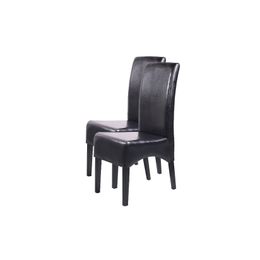 MCW 2er-Set Esszimmerstuhl K&uuml;chenstuhl Stuhl Crotone, LEDER ~ schwarz, dunkle Beine