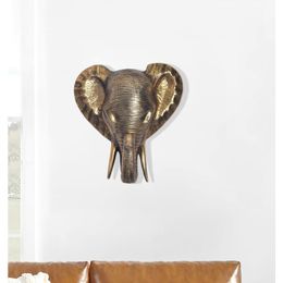 Wanddeko FineBuy Wohndeko Elefant 41 cm Aluminium Gold Afrika Dekoration Modern