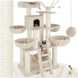 TecTake&reg; Kratzbaum, 195 cm, mit Katzenhaus, inklusive Treppe, 4 Spielb&auml;llen und Kippschutz