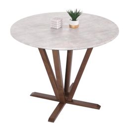 Bistrotisch MCW-M56, Tisch Esstisch, Massiv-Holz HPL Laminat Melamin &Oslash;92cm, Beton-Optik, braunes Gestell
