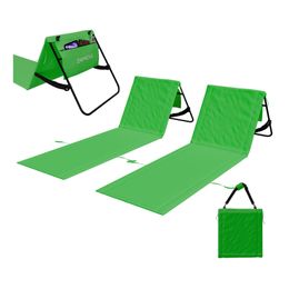 24MOVE&reg; Strandmatte 2er Set klappbar mit R&uuml;ckenlehne, Strandliege mit Gurt, tragbar f&uuml;r Strand und Garten, Liegematte gr&uuml;n