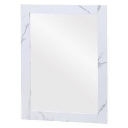 Wandspiegel MCW-L86, Badezimmer Badspiegel Spiegel Badm&ouml;bel, MVG-zertifiziert 72x52cm ~ Marmor-Optik wei&szlig;