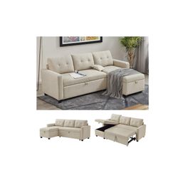 Vitalispa Ecksofa Campina Beige 226 x 161 cm L-Form