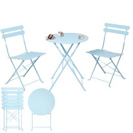 ALBATROS Bistroset 3-teilig Blau &ndash; Bistrotisch mit 2 St&uuml;hlen &ndash; klappbare St&uuml;hle und Tisch aus robustem Metall &ndash; optimal als Balkonm&ouml;bel Set oder Gartenm&ouml;bel in modernem Design