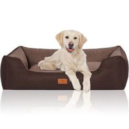 Knuffelwuff Hundebett Luke aus Velours mit feinem Handwebcharakter braun XL