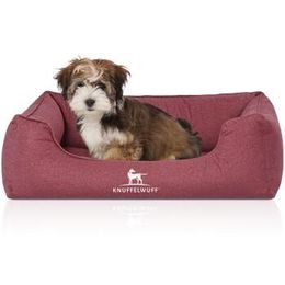 Knuffelwuff Orthopädisches Wasserabweisendes Hundebett Malou aus Velours mit Handwebcharakter rot M-L