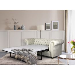 3-Sitzer Home Affaire "CHARENTE, optionale Schlafsofa, Chesterfield-Sofa, Bettfunktion", beige (creme), B:198cm H:74cm T:89cm, 100% Polyester, Sofas, mit edler Knopfheftung und typischen Armlehnen, B/T/H 198/89/74 cm
