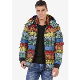 Cipo & Baxx Winterjacke CIPO & BAXX "Winterjacke", Herren, Gr. L, schwarz, Stoff, 100% Polyester, bedruckt, regular fit normal, Jacken Winterjacke, mit sylischem Schriftzug
