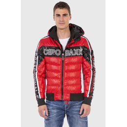 Cipo & Baxx Winterjacke CIPO & BAXX "Jacke", Herren, Gr. L, rot, Stoff, 100% Polyester, gemustert, regular fit normal, Jacken Winterjacke, mit modischer Steppung