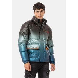 Cipo & Baxx Winterjacke CIPO & BAXX "Jacke", Herren, Gr. M, blau, Stoff, 100% Polyester, gemustert, regular fit normal, Jacken Winterjacke, mit Farbverlauf-Muster