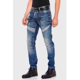 Cipo & Baxx Straight-Jeans CIPO & BAXX "JEANS", Herren, Gr. 30, Länge 34, blau, 98% Baumwolle;2% Elasthan, unifarben, figurumspielend lang, Jeans Straight-Jeans, in Straight-Fit