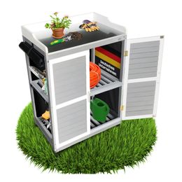 Coemo Gartenschrank Lola aus Holz Balkonschrank mit verzinkter Arbeitsplatte